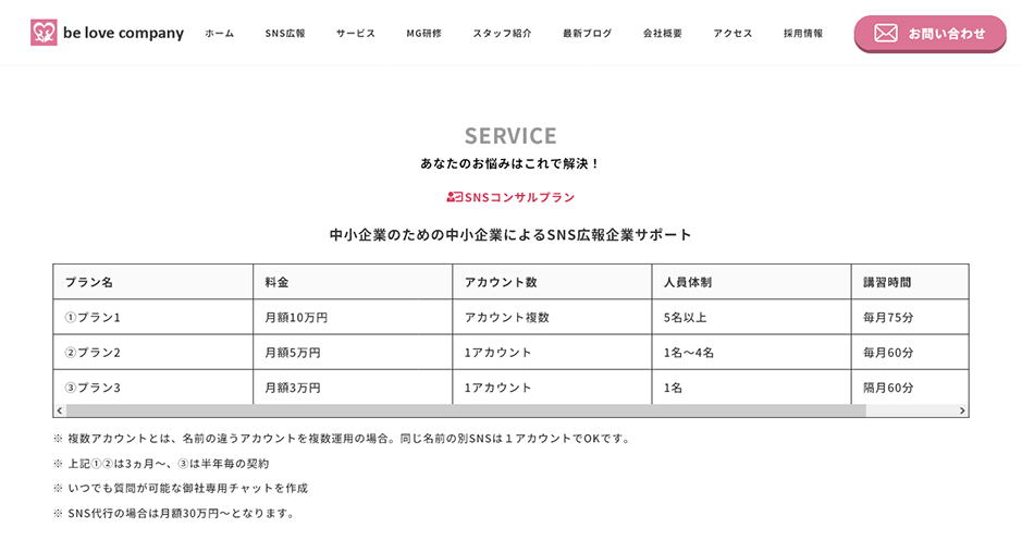 beloveのSNS運用代行費用と導入事例 | SNSコンサル会社選び方サイト「バズ担」